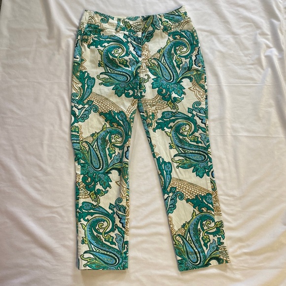 Cache | Pants & Jumpsuits | Cache Capri Green Paisley Print Pants ...